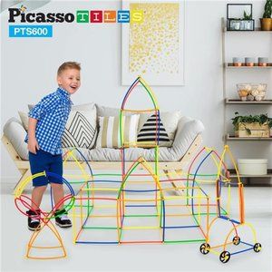 Toys | 60pc Construction Toy Straw Building Set Interlocking Building ...